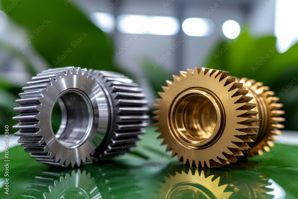 Two gears of different diameters side-by-side, demonstrating the ...