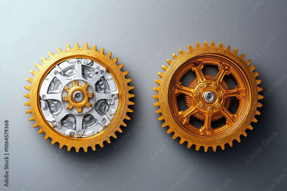 Two gears of different diameters side-by-side, demonstrating the ...
