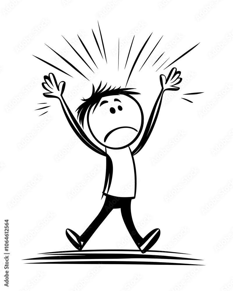 Simplistic black and white stick figure cartoon character of a man ...