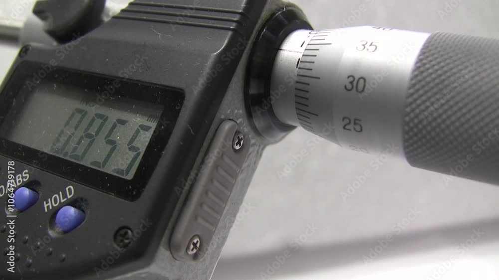 Measuring micrometer. Industrial measuring tool. Micrometers Mitutoyo ...