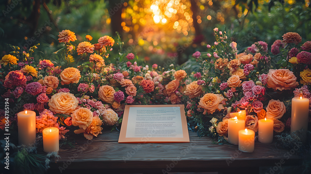 A striking photography of an open funeral service program lying on a ...