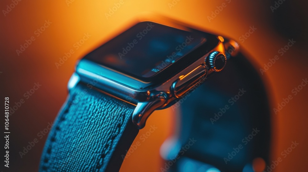 A macro photograph of the smartwatch's strap, focusing on the high ...