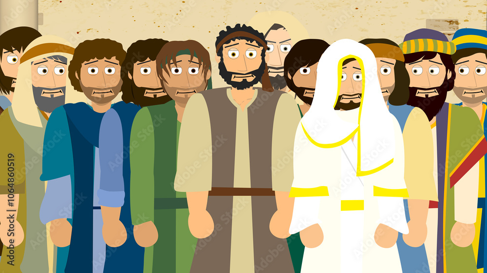 Photo & Art Print cartoon Bible illustration of resurrected Jesus with ...