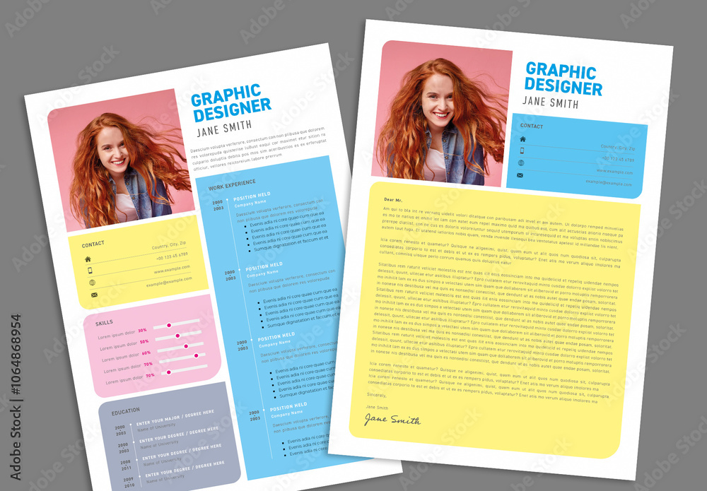 Color Box Minimal Resume and Cover Letter Stock Template | Adobe Stock