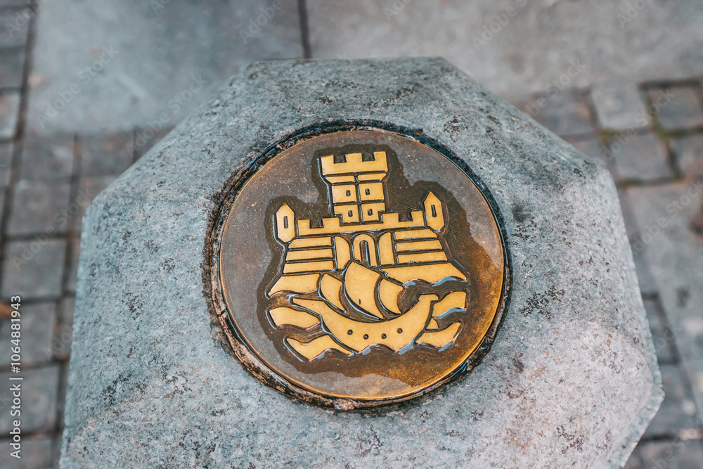 17 September 2024, Belgrade, Serbia: Close-up of the emblem and coat of ...
