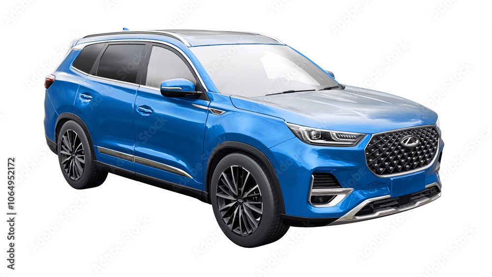 China, Shanghai. October 31, 2024. Chery Tiggo 8 Pro. Blue Chinese mid ...