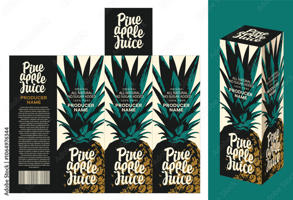 vector mockup template of cardboard packaging box for pineapple juice ...