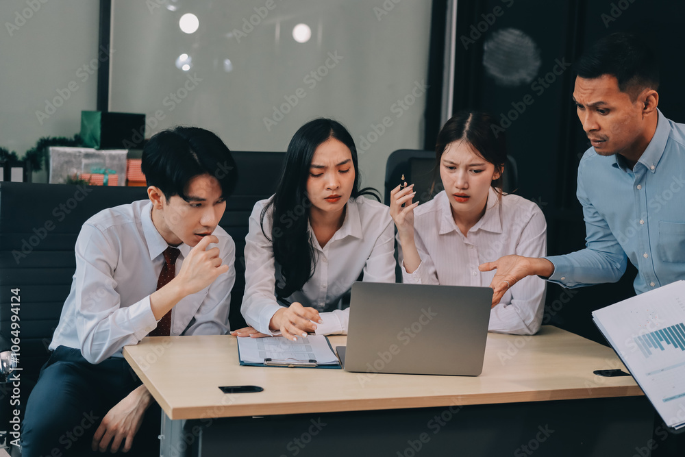 Frustrated upset multiracial business team people sad with bad work ...