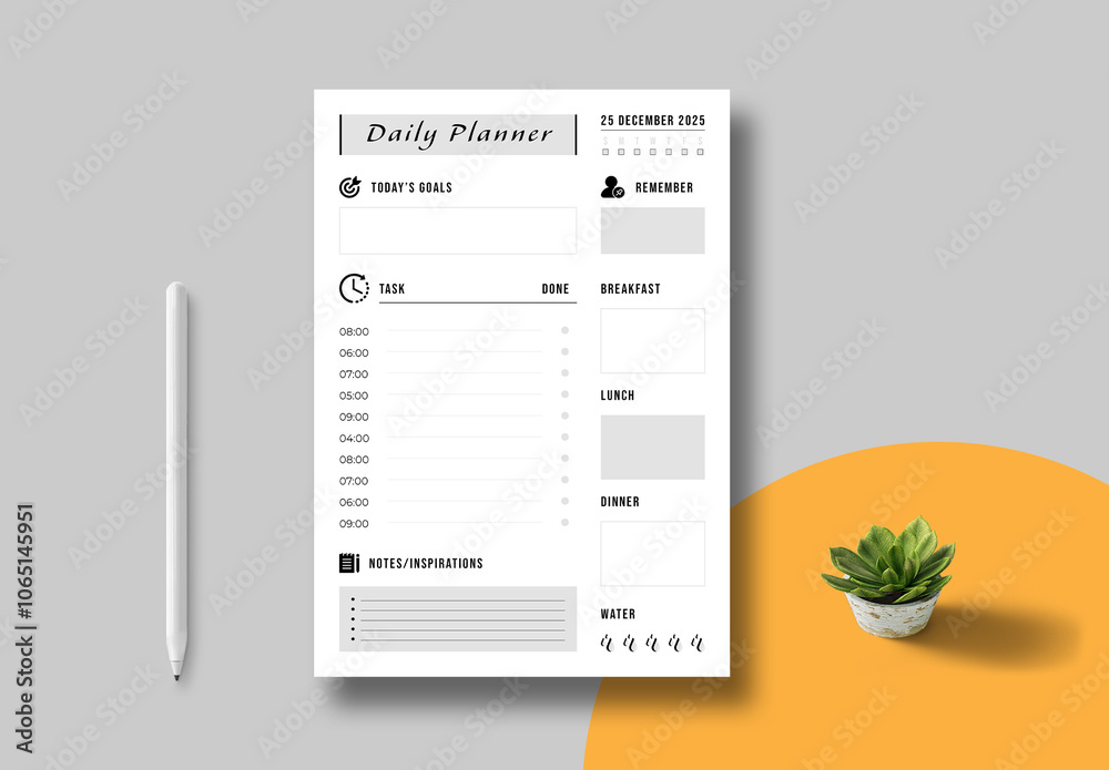 Daily Planner Template Layout Stock Template | Adobe Stock
