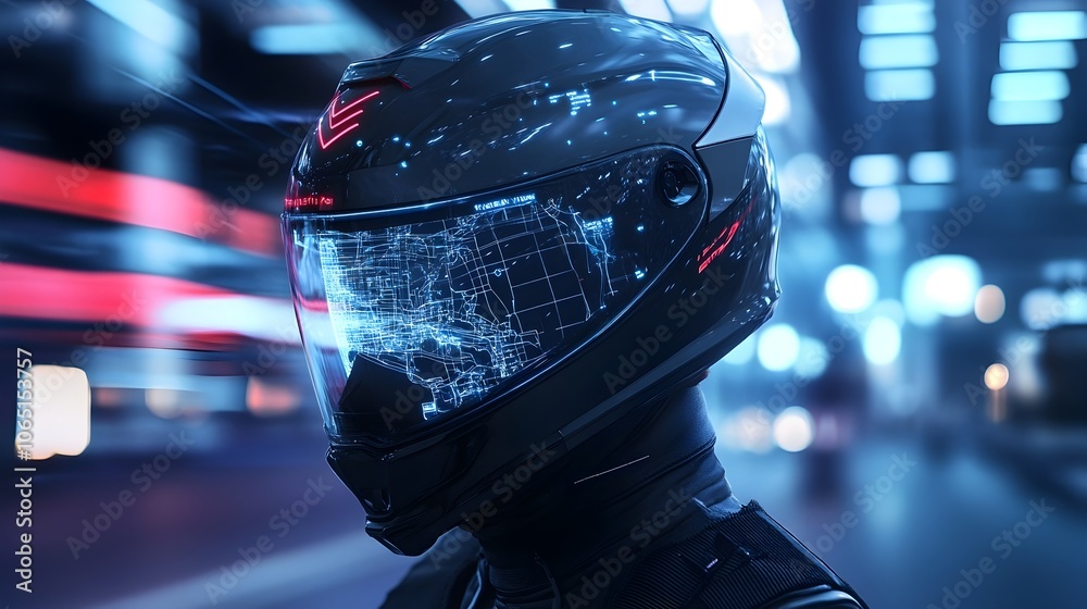 Futuristic Augmented Reality Helmet Display with Speed,GPS Map,and ...
