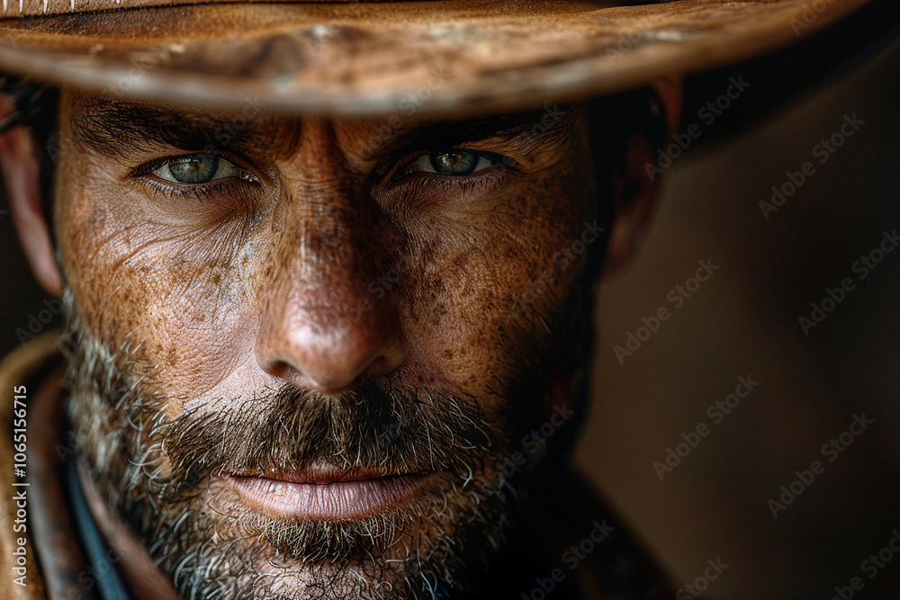 Dangerous cowboy western movie personage with gun and horse made with ...