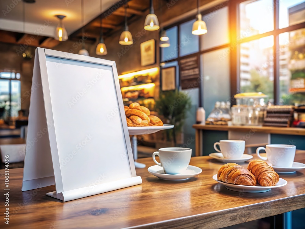 Blank White Menu Sign Mockup on Cafe Countertop for Marketing and ...
