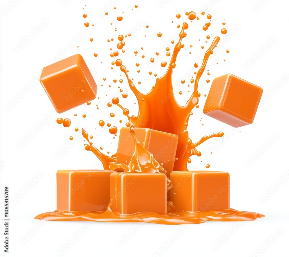 Icons of liquid fudge cream isolated in 3D, realistic peanut puddles ...