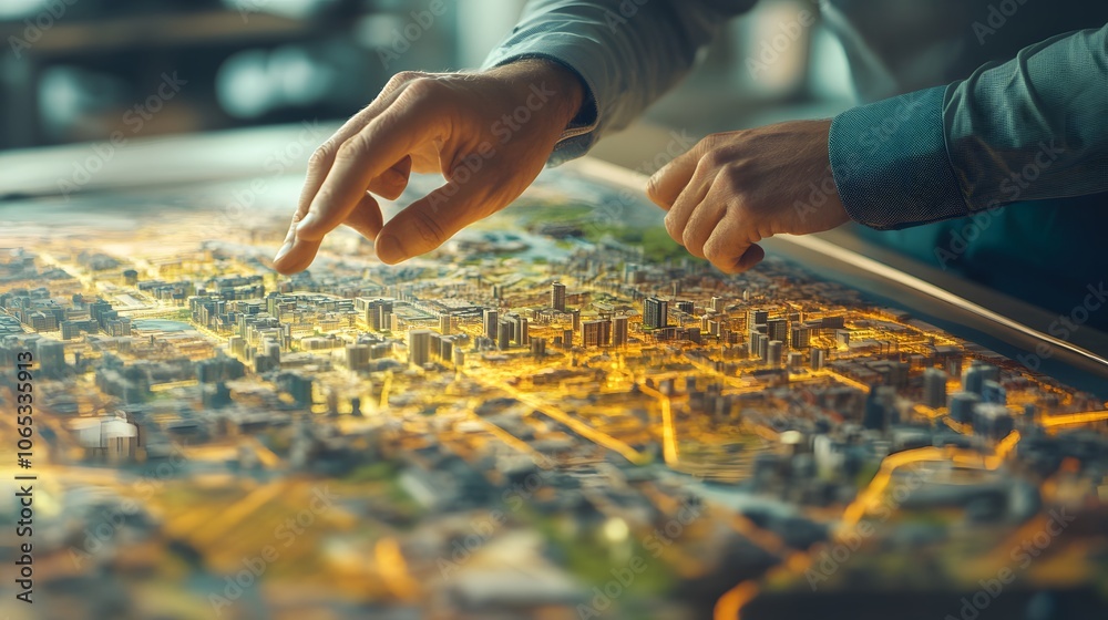 Photography of a consultant analyzing a 3D market map with 2D ...