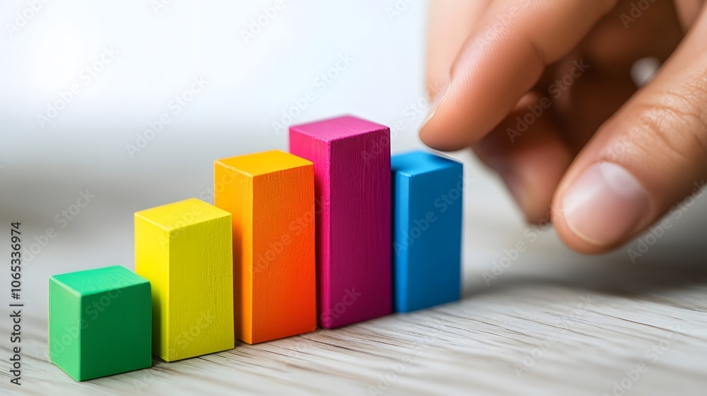 Photography of a strategist presenting a 3D milestone tracker with 2D ...