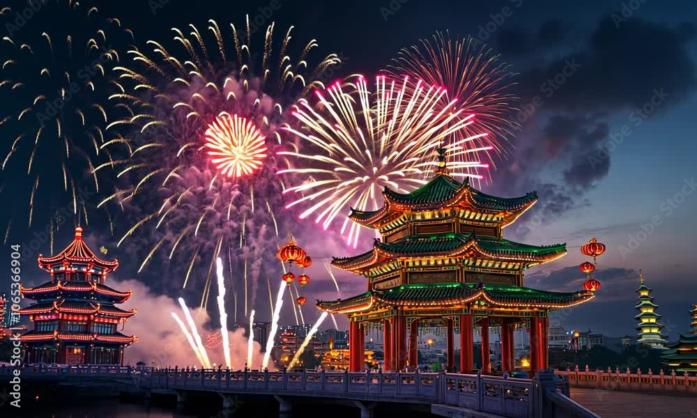 Fireworks and Festivities Photograph of Chinese new year fireworks ...
