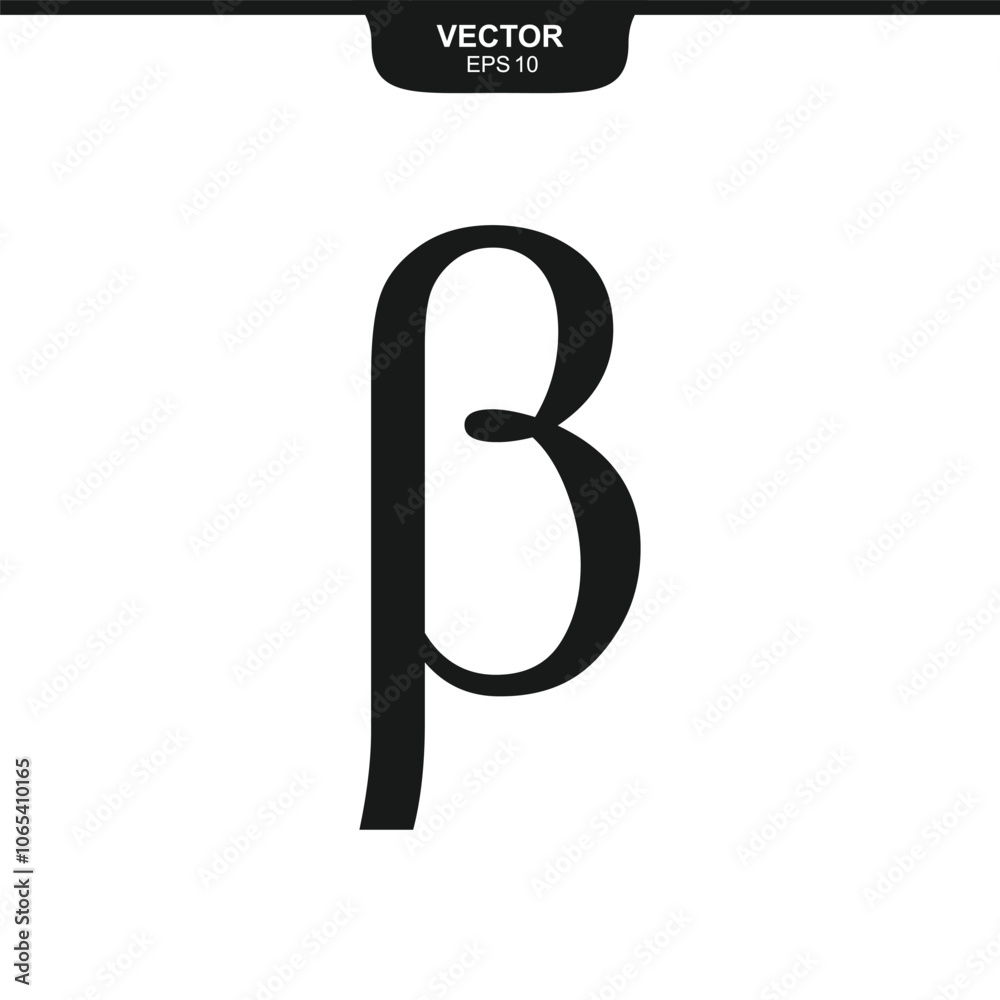 Beta lowercase symbol, third letter of the Greek alphabet, value of ...