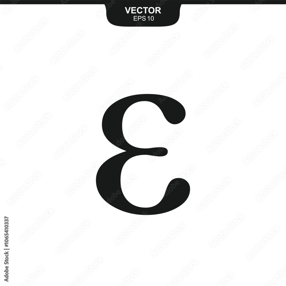 Epsilon lowercase symbol, third letter of the Greek alphabet, value of ...