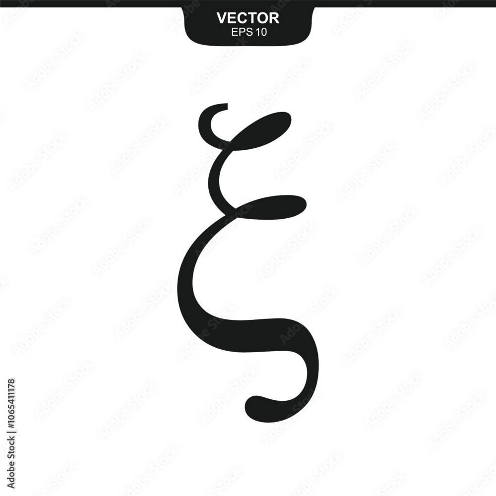 Xi lowercase symbol, third letter of the Greek alphabet, value of three ...