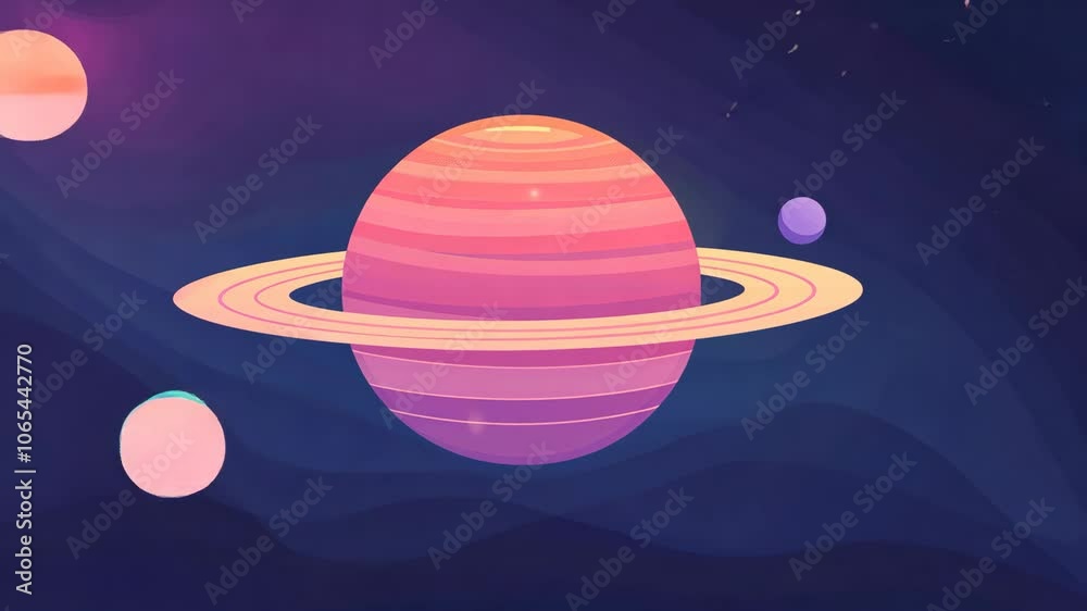 Vibrant Saturn-Like Planet in Starry Universe Digital Vector Artworks ...