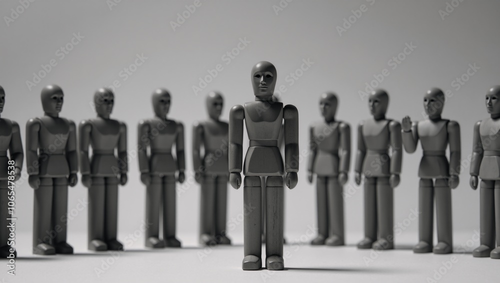 Black White wooden figurines portraying themes of racism segregation ...