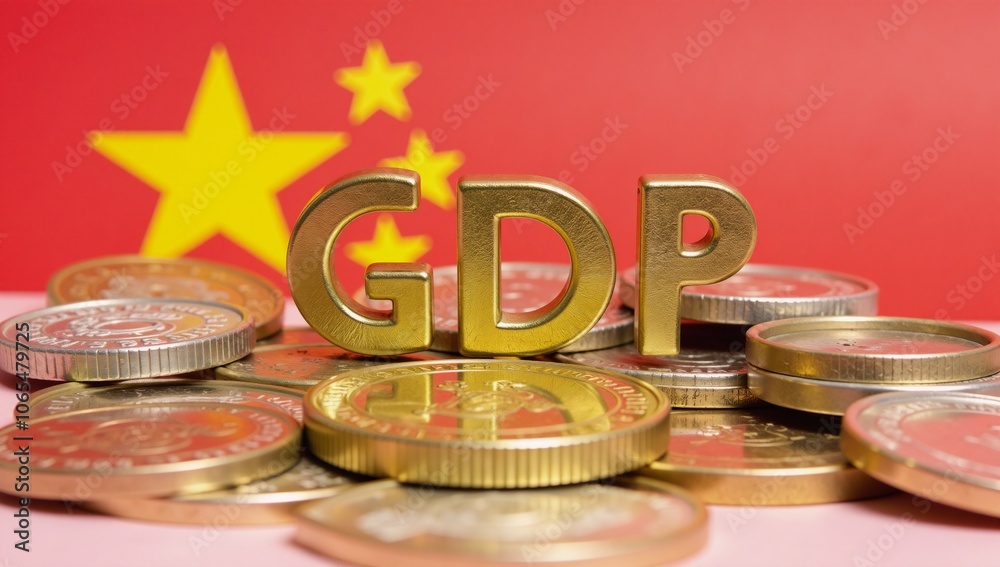 Concept illustration showcasing a business theme with GDP coins ...