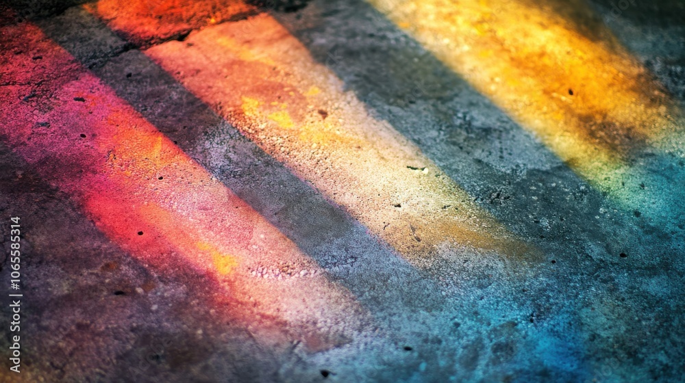 High angle of stained concrete texture with rich hues creating a unique ...