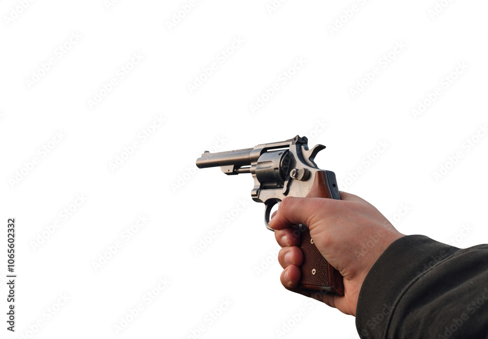 Hand pointing a gun. 1st person perspective view. First Person shooting ...