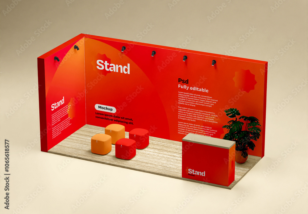 Booth Mockup with Furniture Stock Template | Adobe Stock