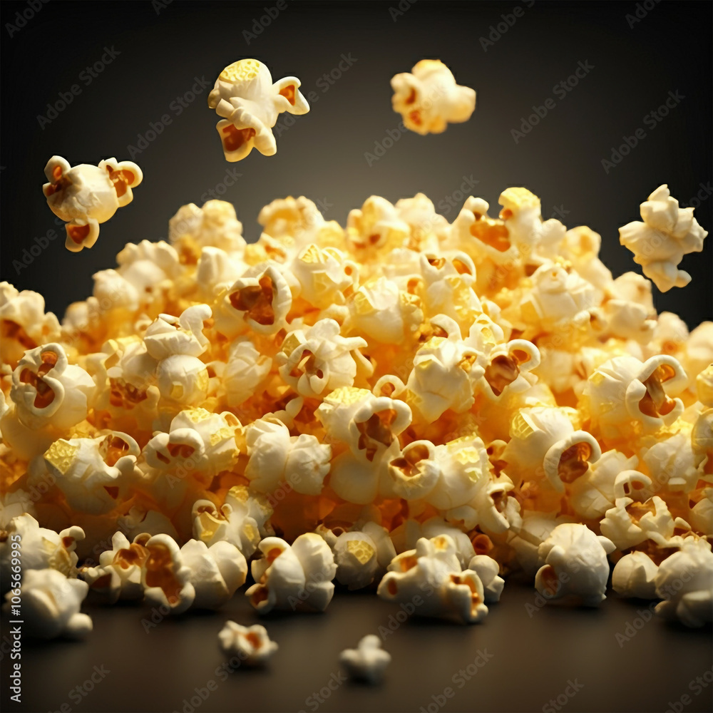 Pile of Buttery Popcorn Pouring Out and Spilling over with Delicious ...