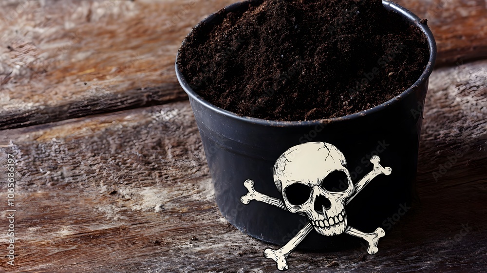 Contaminated Soil: pollution icons. An icon of soil with a skull and ...