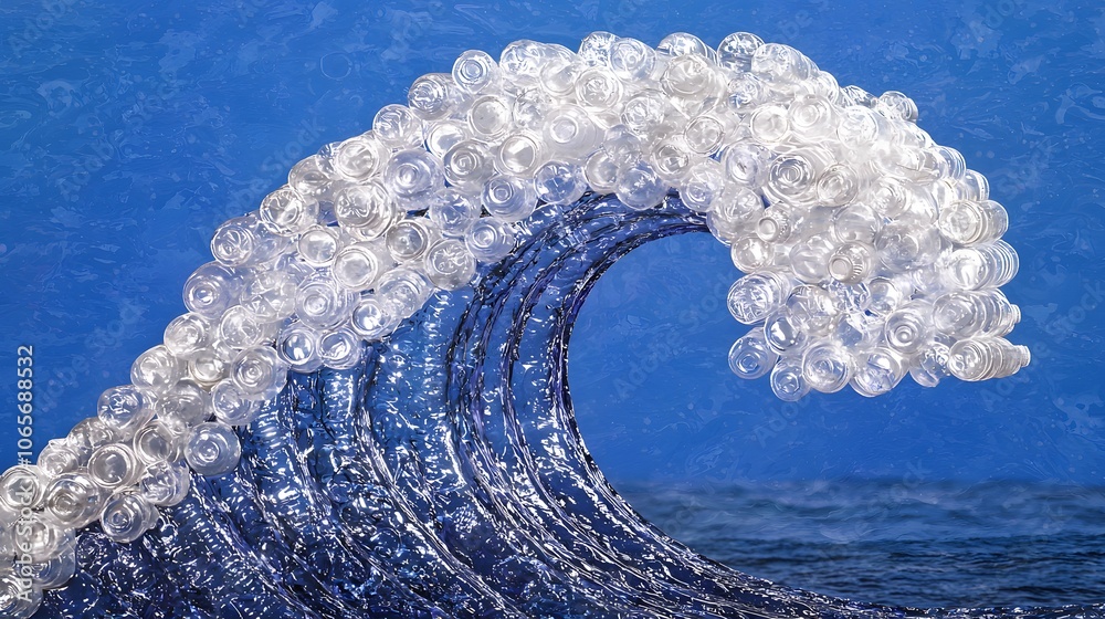Plastic Ocean Wave : plastic pollution. A stylized wave made entirely ...
