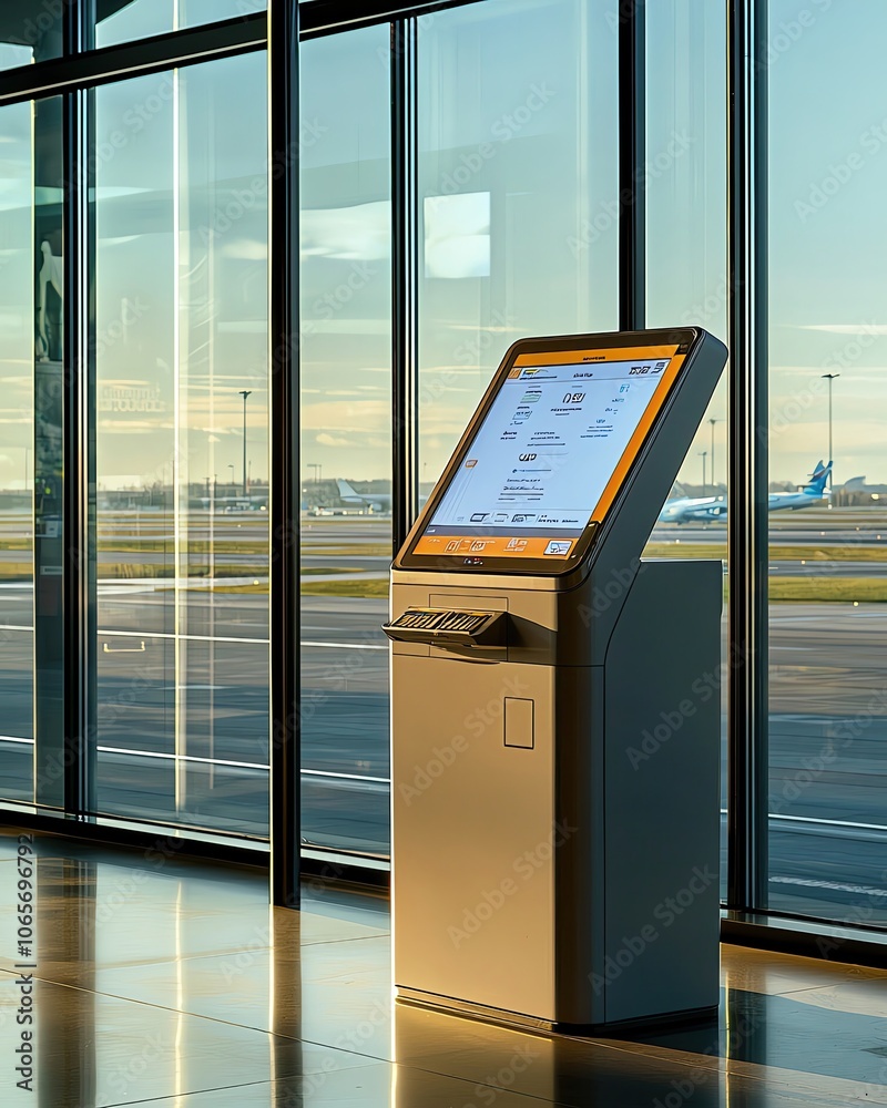 Airline check-in kiosk with touchscreen display Airport self-service ...