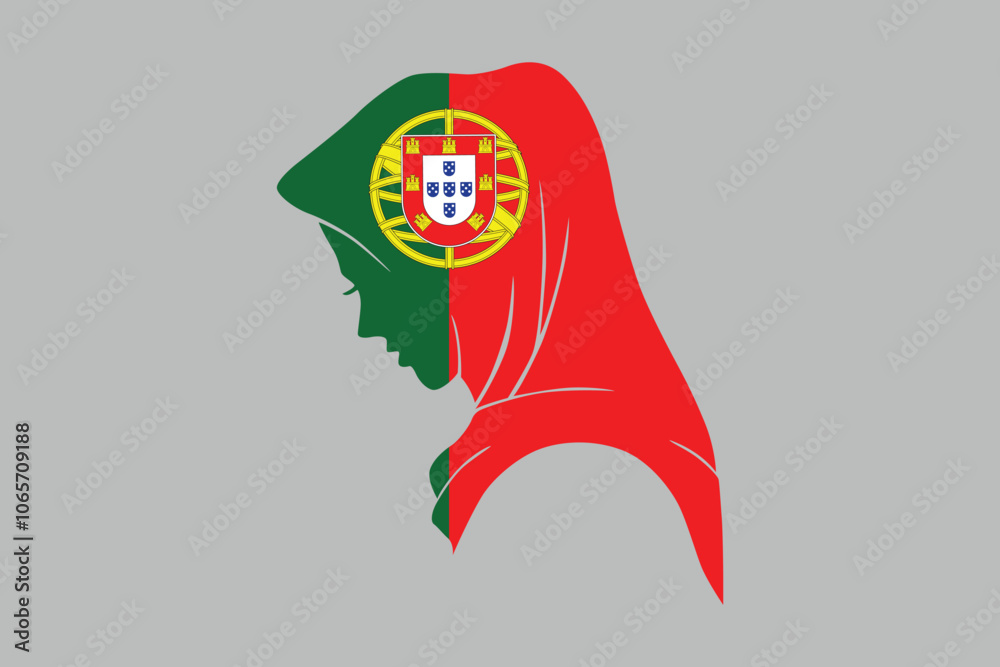 Portugal Muslim girl wearing France flag hijab, Portugal flag vector ...
