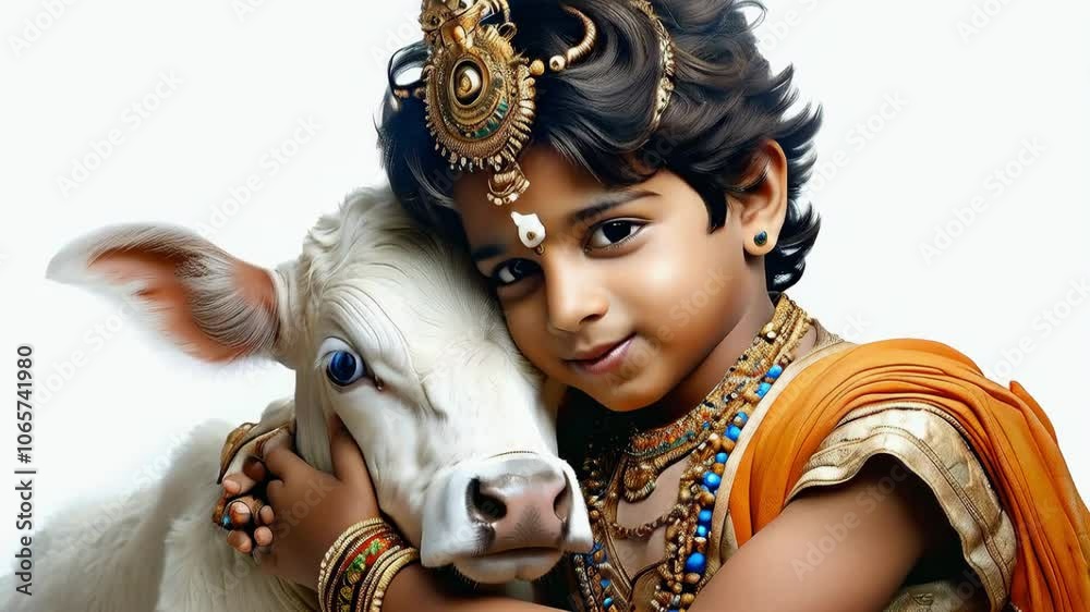 Tender Embrace of Krishna: Boy dressed as Lord Krishna in traditional ...
