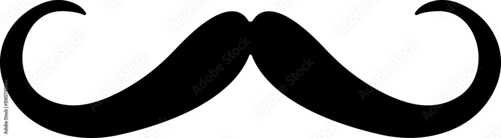 Mustache Black silhouette icon in flat. Symbol of Father day man ...