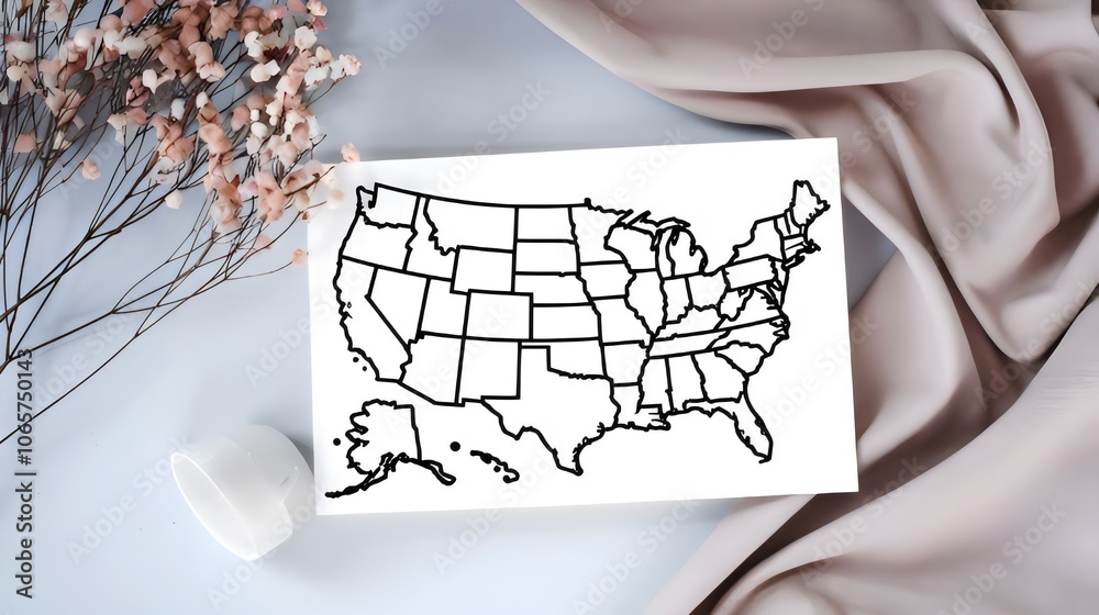 USA map with states isolated on a white background. United States of ...