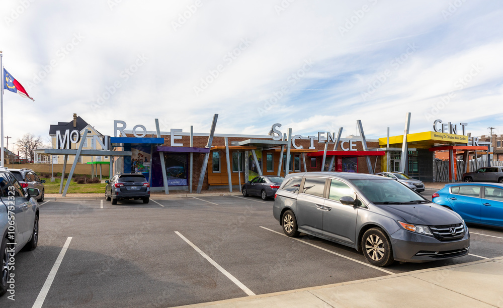 MONROE, NC, USA-28 JAN 2023: Monroe Science Center, colorful building ...