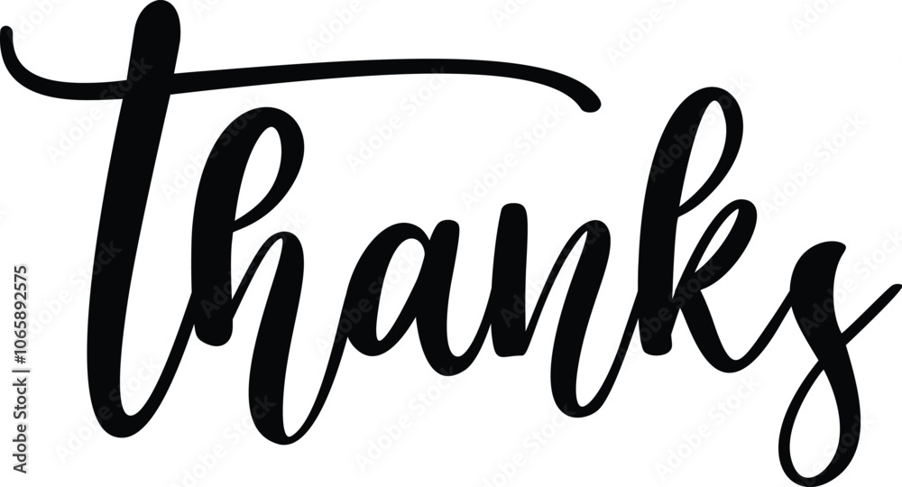 Black Thanks vector, Thank you text, hand written custom calligraphy ...