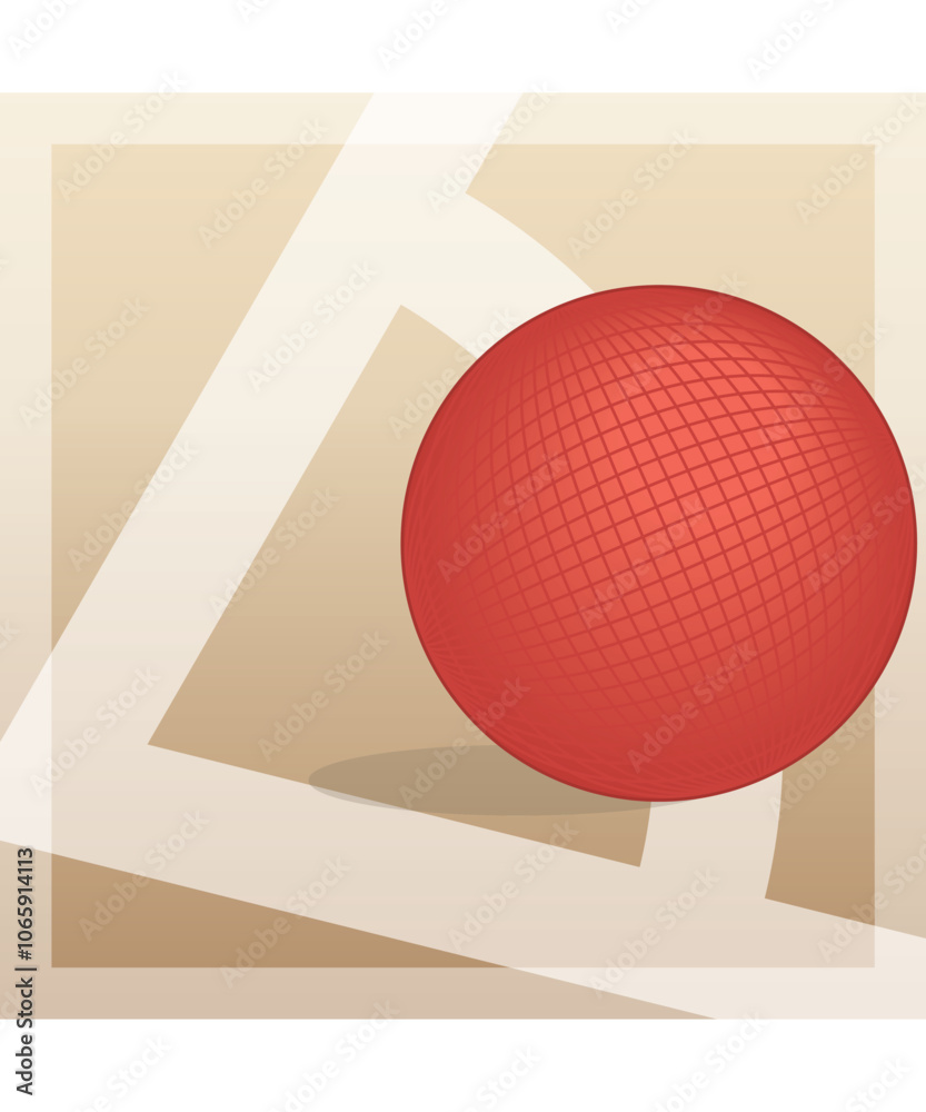 Poster kickball, close-up of red inflated rubber ball on base with ...