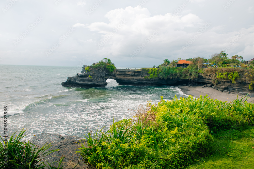 Pura Tanah Lot Temple and rock formation in Bali island in Indonesia ...