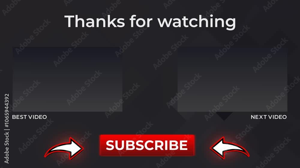 Thanks for watching outro animation with black background. YouTube end ...