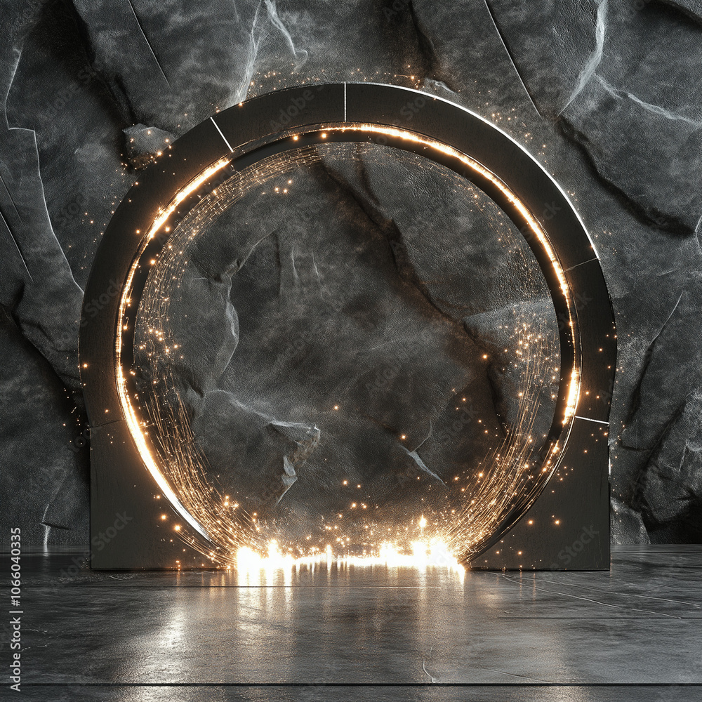 Quarter-Circle Titanium Doorway Effect with Sparkling Sparks for a ...