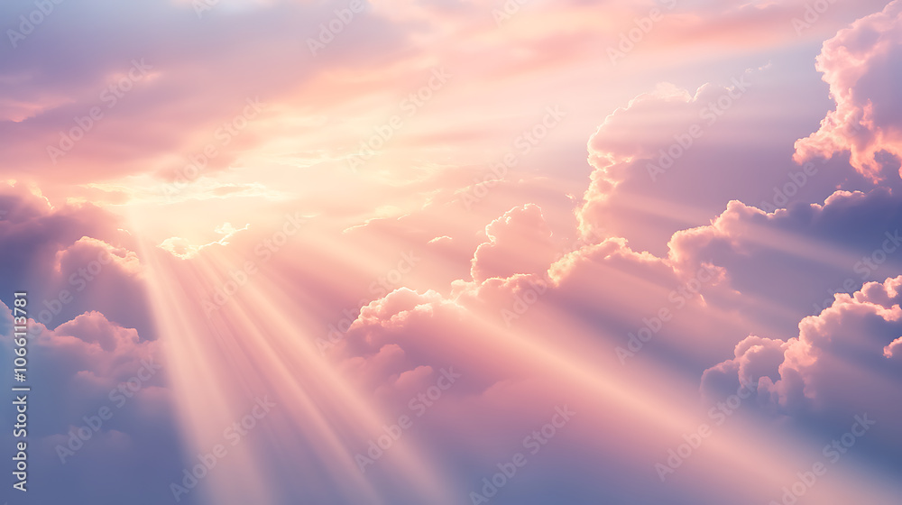 ethereal cloudscape with soft billowing pastel clouds in shades of pink ...