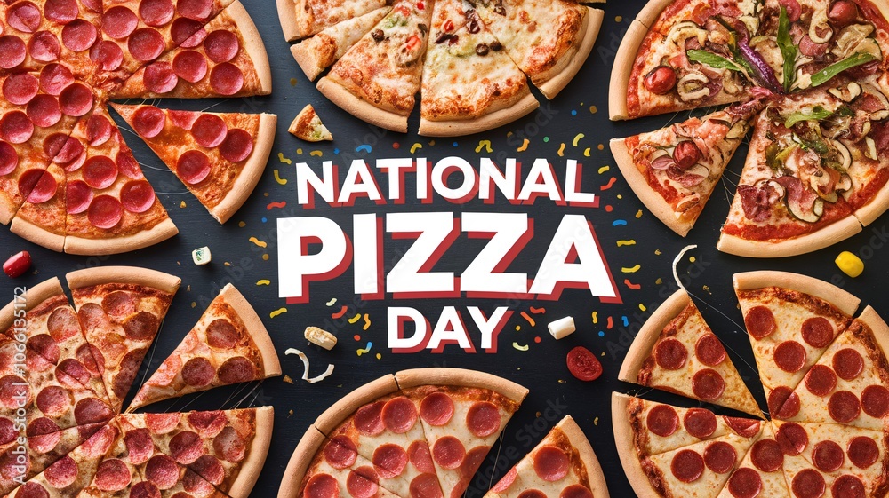 National Pizza Day Celebration with Colorful Pizza Slices and Festive ...