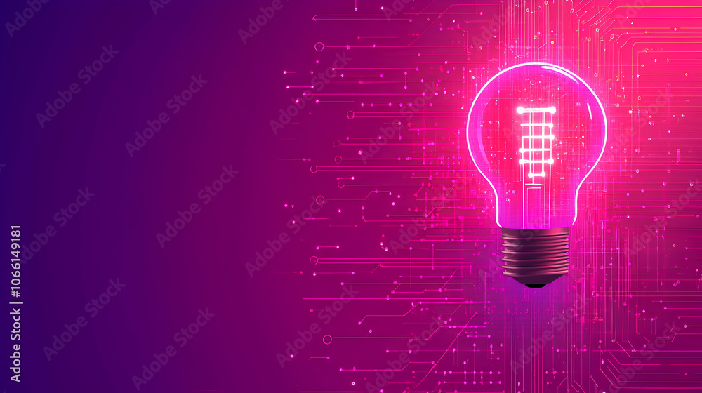 Glowing Lightbulb On Circuit Board Background, Light Bulb, Technology ...