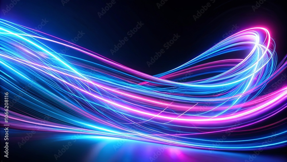 Abstract Neon Flow A symphony of luminous lines dance in a rhythmic ...