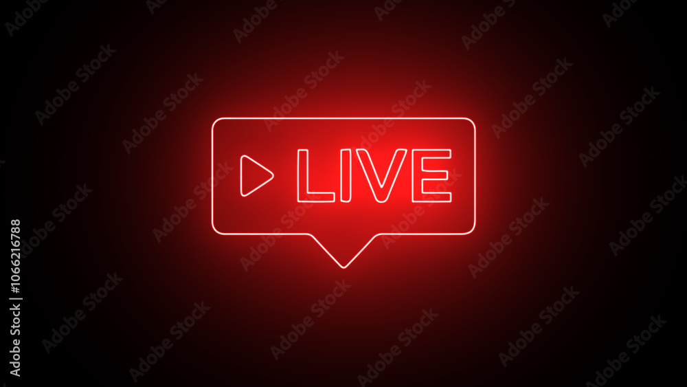 Realistic Live Broadcast Icon Template: Red Media Play Button for ...