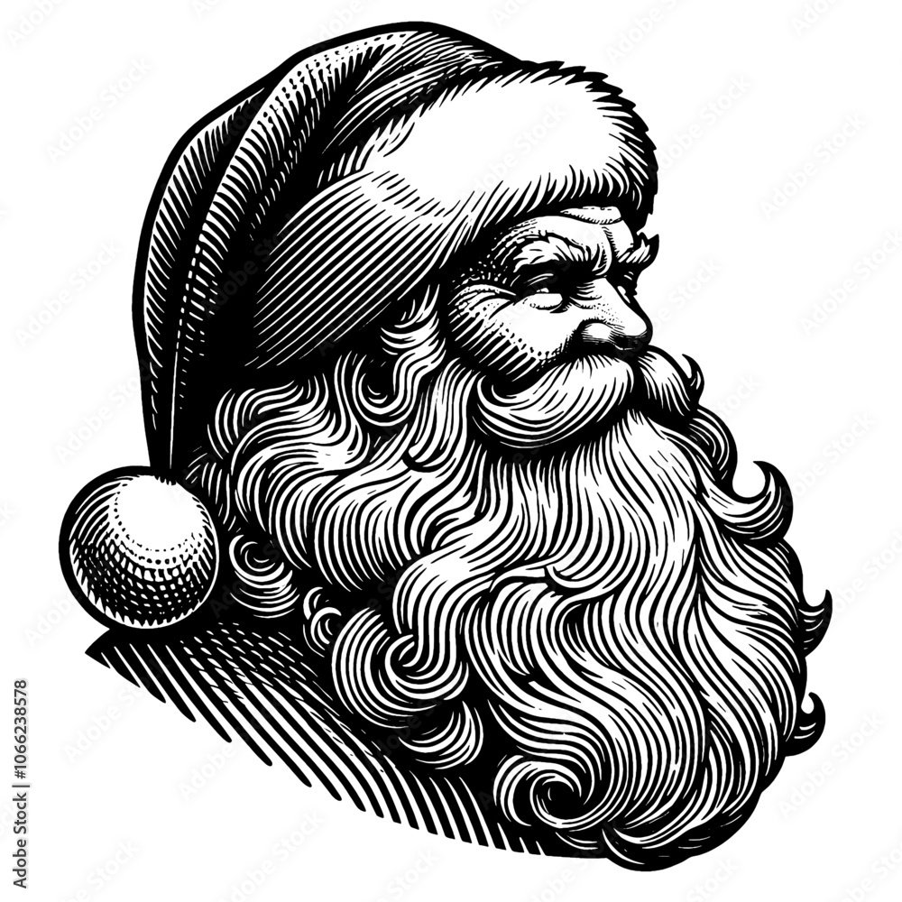 Cute Hand drawn Santa Claus portrait, vector sketch isolated on white ...