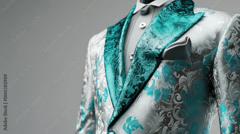 Classic silver and teal men suit designs on white, combining elegance ...
